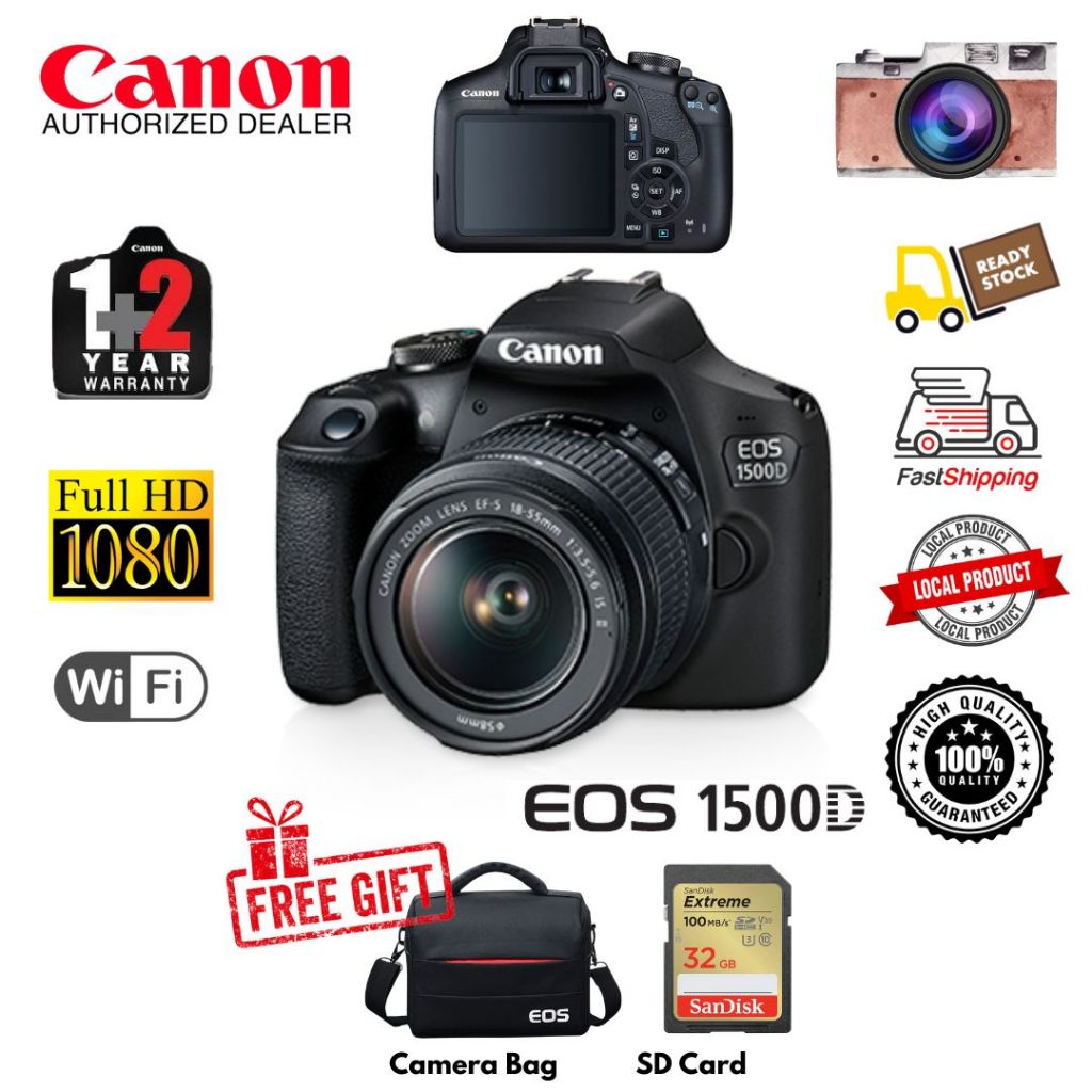 (CANON MALAYSIA )Canon EOS 1500D DSLR Camera with EF-S 18-55mm f/3.5-5.6 IS II Lens ( 3 Year ...