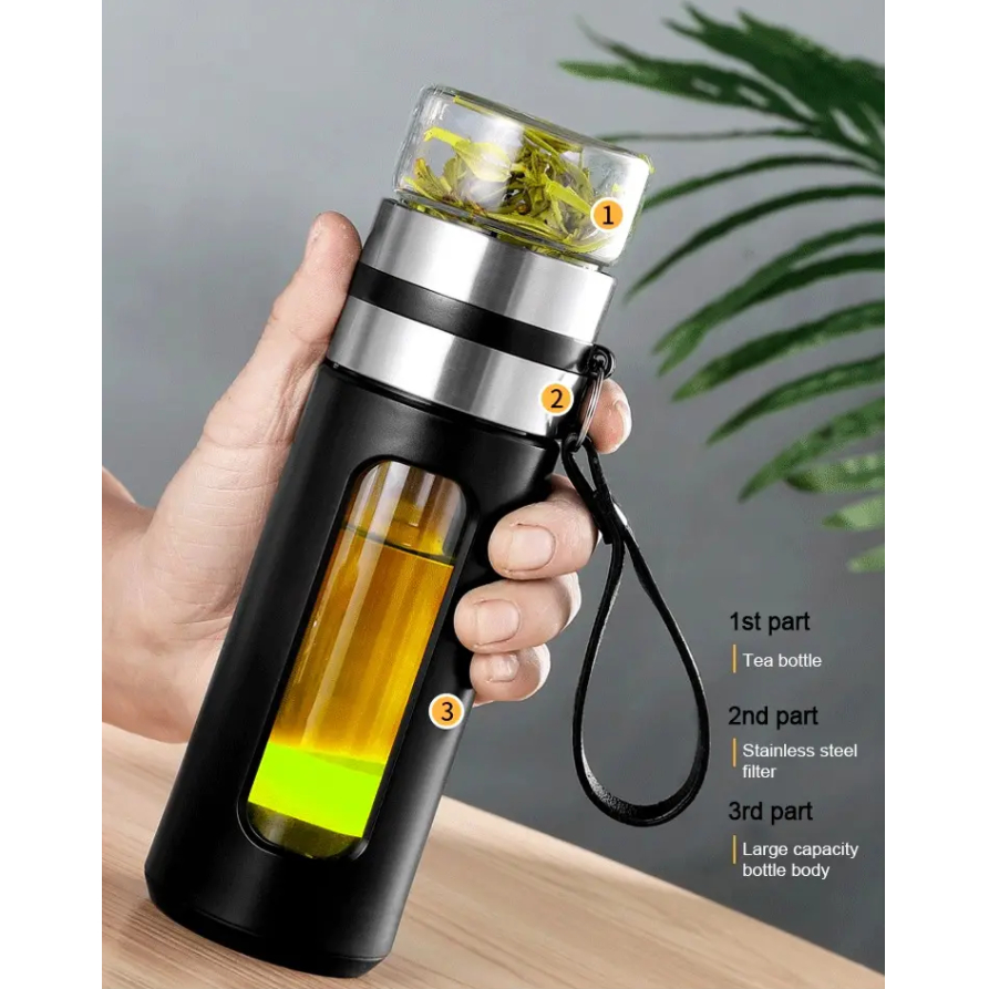 Explosion-Proof Tea & Water Separation Bottle Glass cups separate tea ...