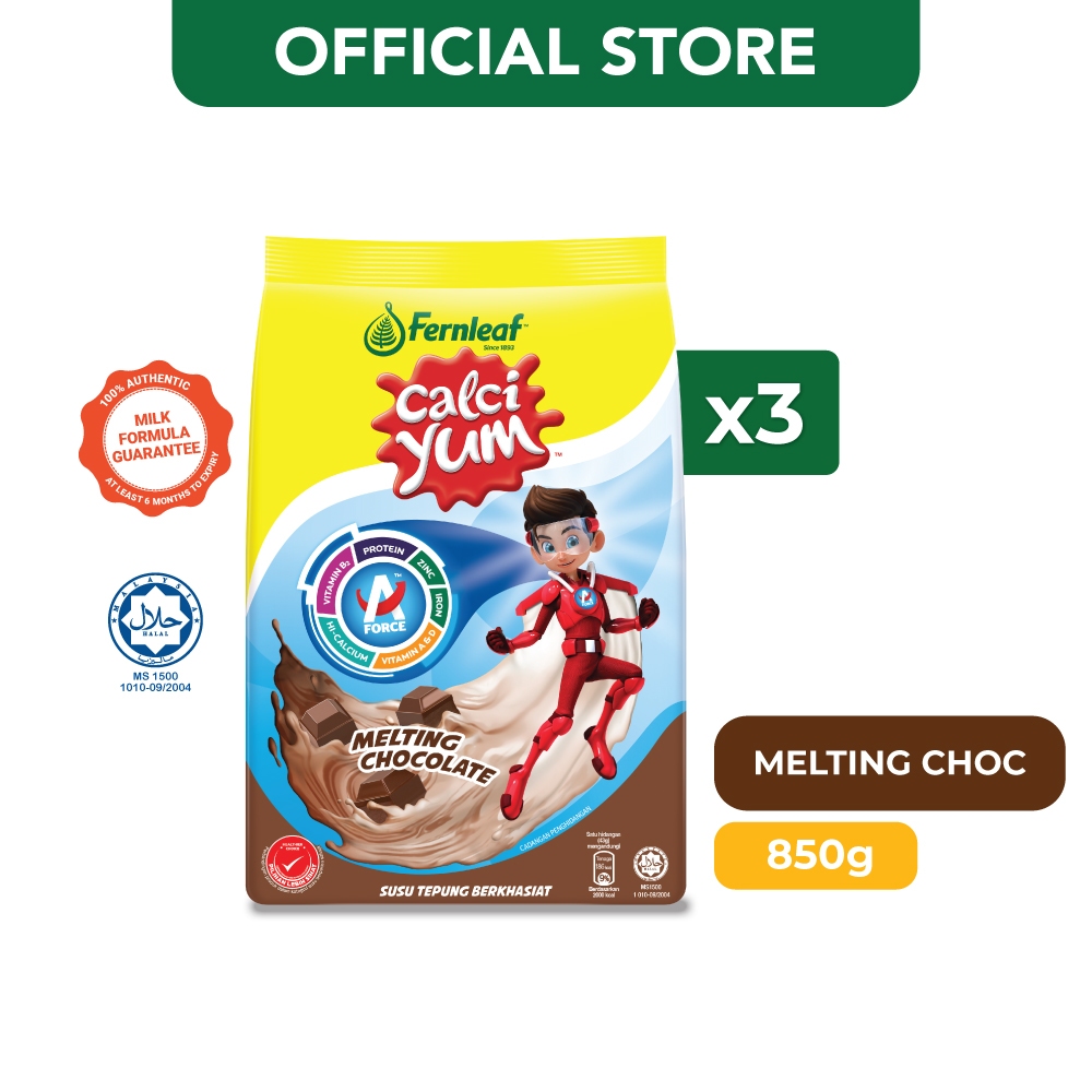 [Bundle of 3] Fernleaf CalciYum Powder Melting Chocolate (850g) [Exp 27 ...