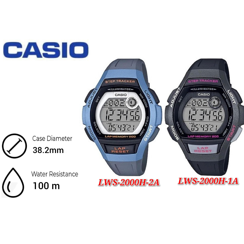 Casio LWS-2000H Sport Quartz Digital Step Tracker Resin Ladies Watch ...