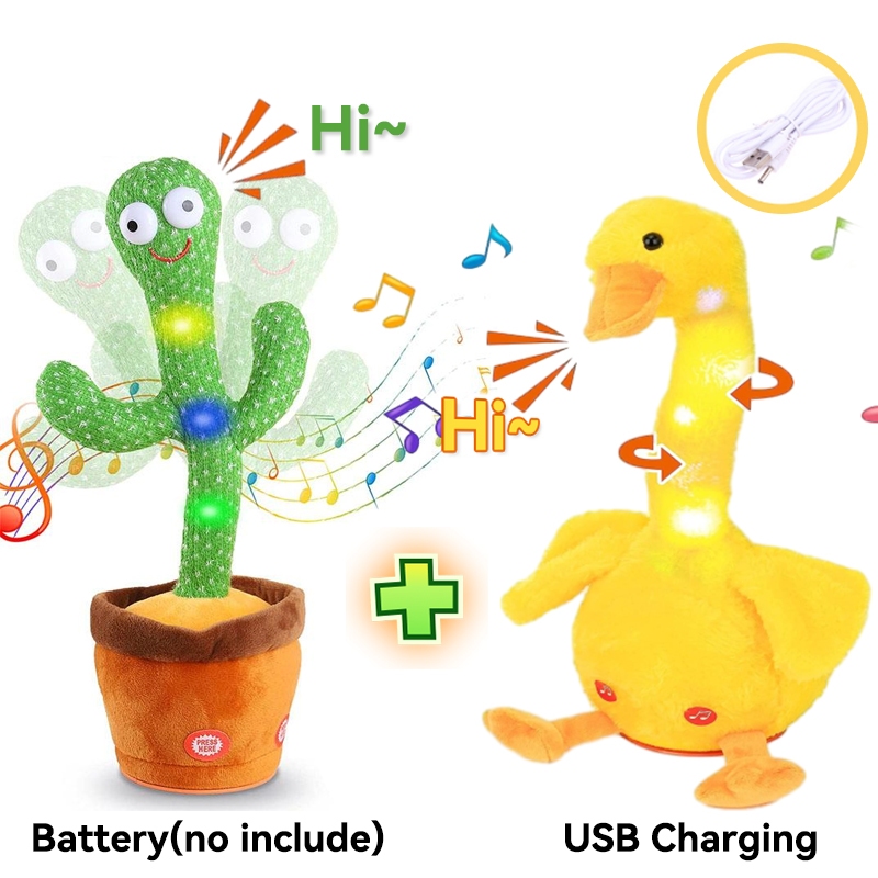 Dencing Cactus Dancing Duck Plush Toy Talk Kaktus Bercakap Dancing song ...