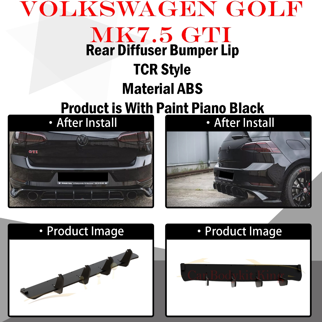 VOLKSWAGEN GOLF MK7.5 GTI BLADE STYLE REAR DIFFUSER ADD ON TCR SKIRT ...