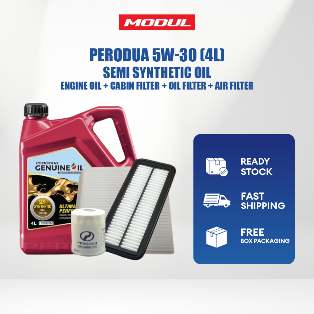 PERODUA SEMI Synthetic SAE 5W-30 4L Cabin Filter + Oil Filter + Air ...