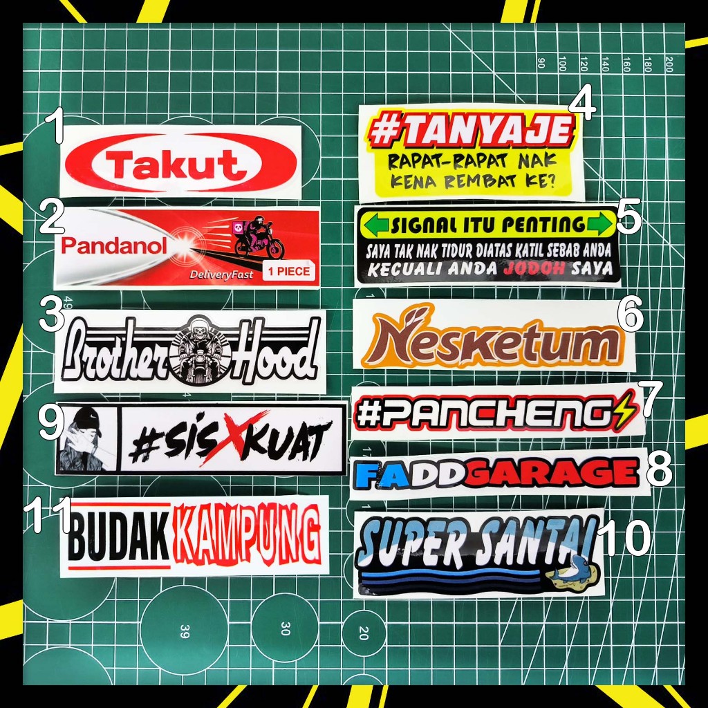 STICKER MOTOR TAKUT PANDANOL SIS KUAT BUDAK KAMPUNG SUPER SANTAI ...