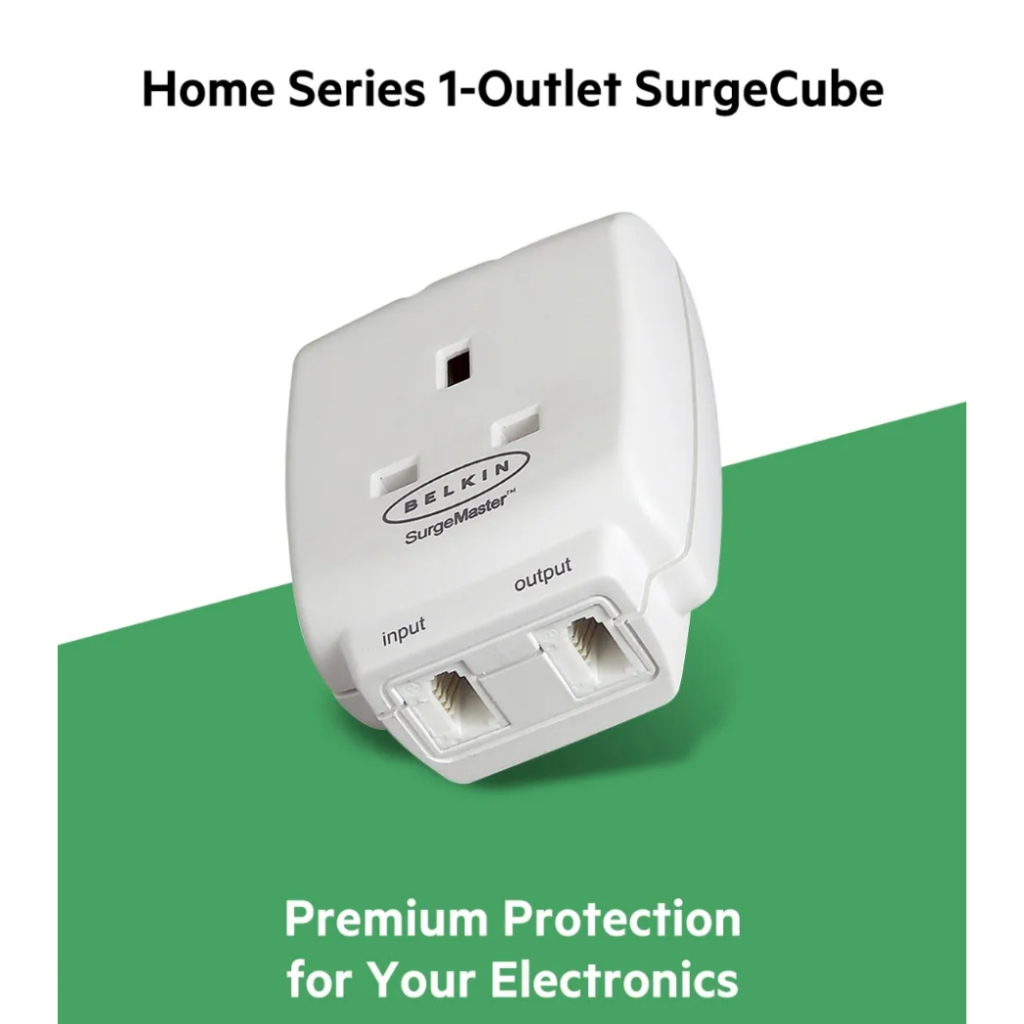 Belkin Mastercube 1 Way Surge With Tel Protection F9H110VSACW | Shopee ...