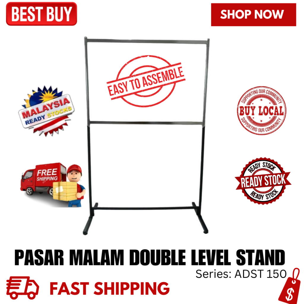 PASAR MALAM DOUBLE LEVEL STAND (ADJUSTABLE ) CLOTHES HEAVY DUTY NIGHT ...
