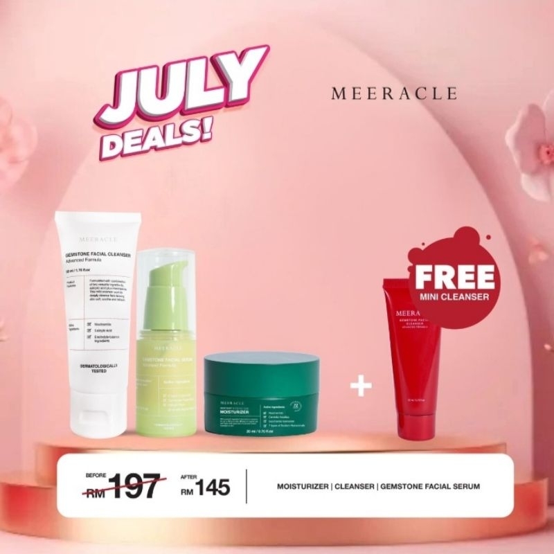 MEERACLE SET CLEANSER + SERUM + MOISTURIZER (FREE MINI CLEANSER ...