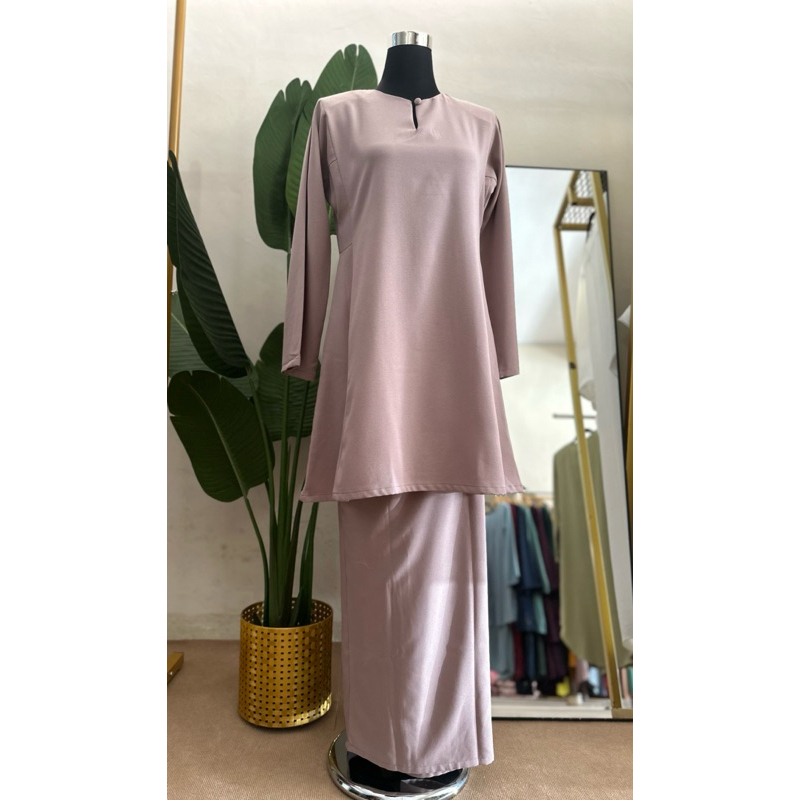 Kurung Pahang Pesak Riau light dusty purple | Shopee Malaysia