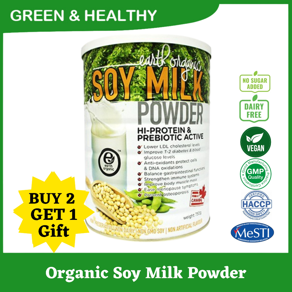 Earth Living Organic Soy Milk Powder Hi Protein & Prebiotic Active ...