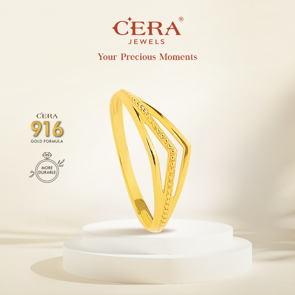 CERA 916 Gold Triple V Ring GR9043-A | Shopee Malaysia