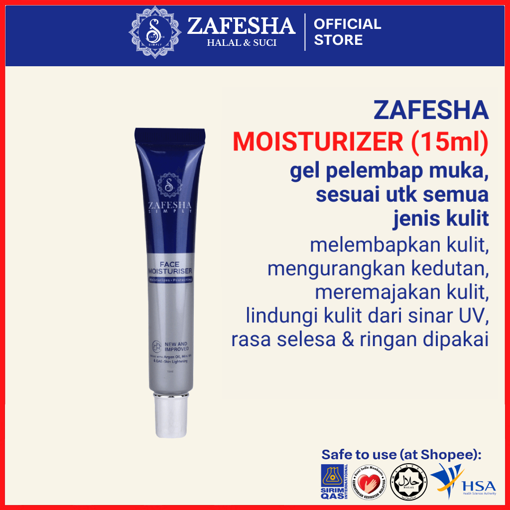 Zafesha Moisturizer Gel Pelembab Muka Pelembap Face Moisturiser Facial ...