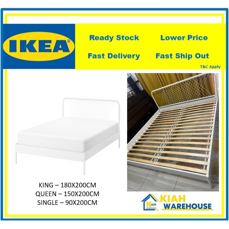 KATIL SINGLE QUEEN KING Full Set i.Kea NESTTUN White Luroy Bed Frame ...