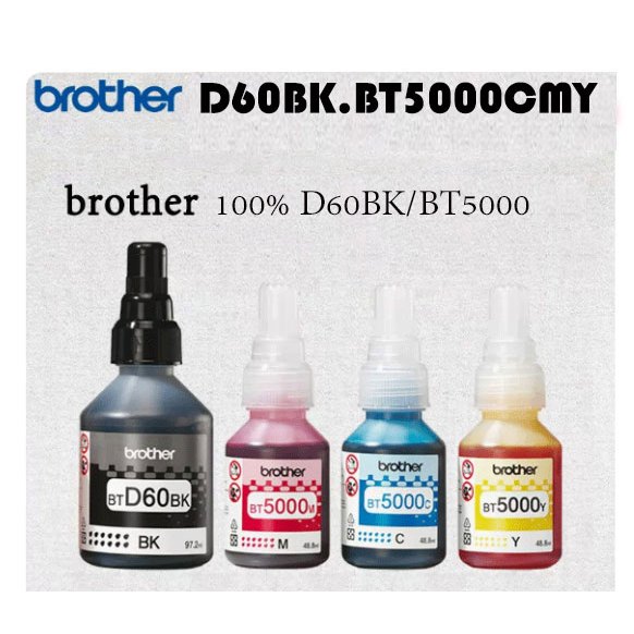 Brother Original BTD60BK BT5000 Black Cyan Magenta Yellow Ink Bottle ...