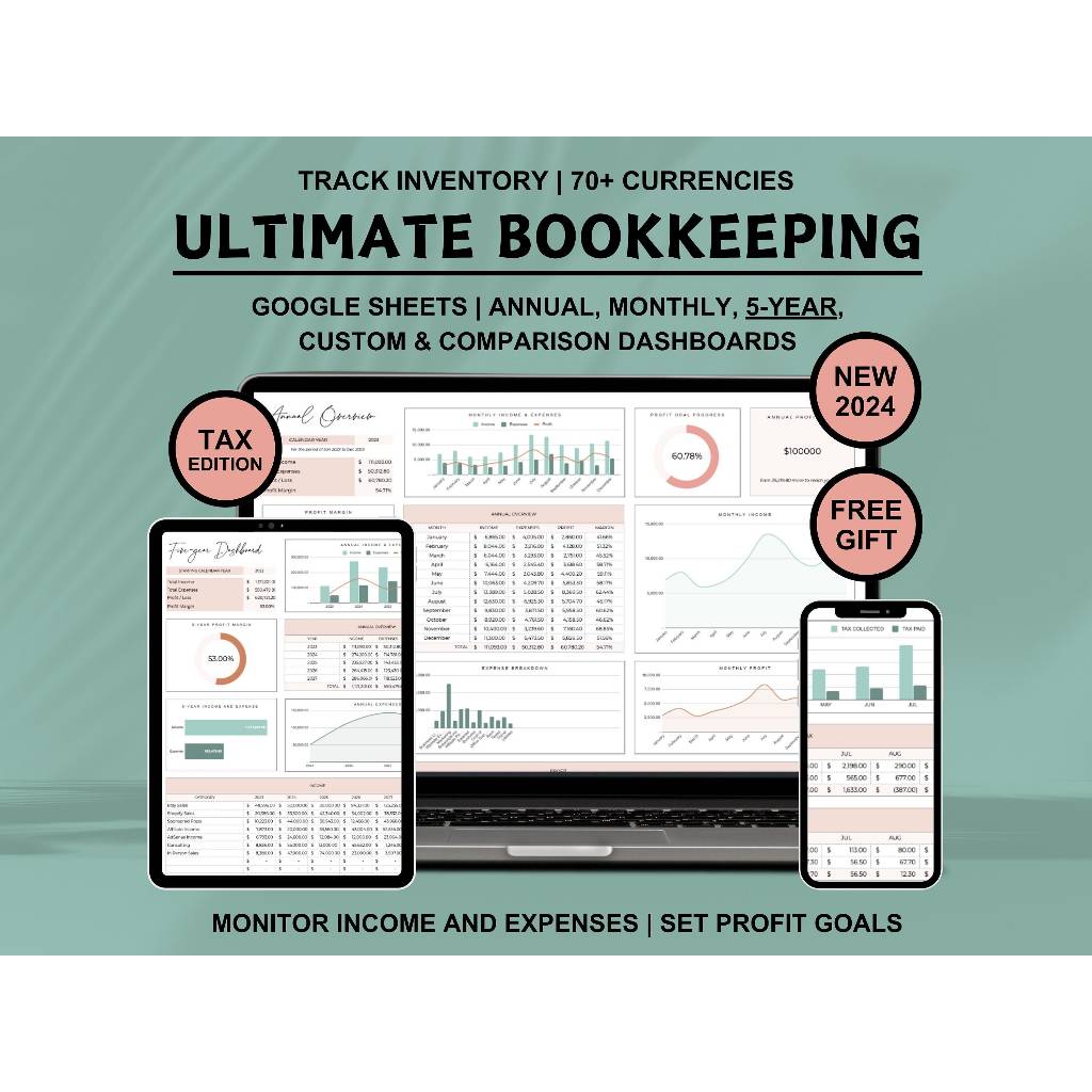 Ultimate Business Bookkeeping Spreadsheet 📊 Easy Accounting Template ...