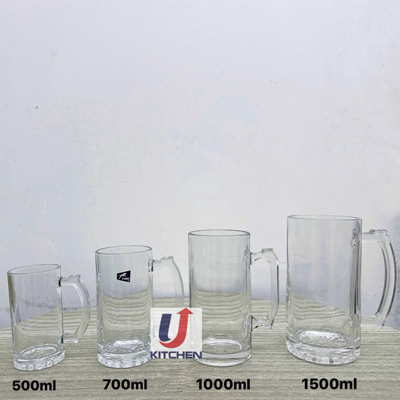 Super Transparent Big Glass Mug Cup 480ml 700ml 1000ml / Big Glass Beer Mug / Big Root Beer Mug ...