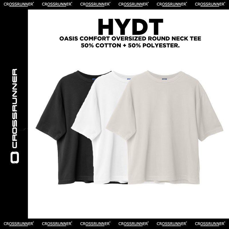 CROSSRUNNER X HYDT Oasis Oversized Thick T-Shirt 250gsm Drop Shoulder Loose Fit Unisex Plain ...