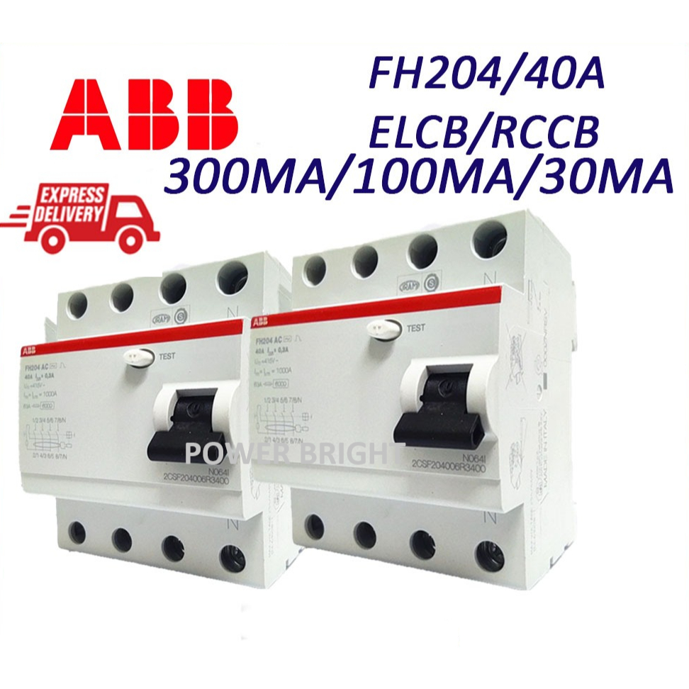 ABB FH204 4 POLE ELCB 40A [0.1A , 0.3A , 0.03A] | Shopee Malaysia