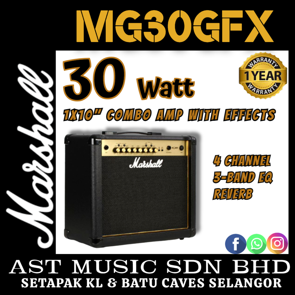 Marshall MG30GFX 30W Guitar Amplifier ( Mg30 / Mg30gfx ) | Shopee Malaysia