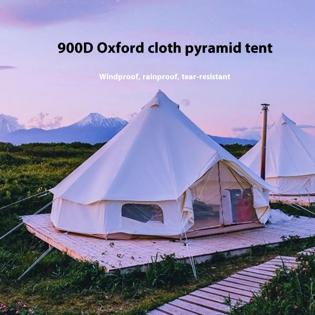 Outdoor yurt tent thickened straw hat camping pyramid light luxury ...