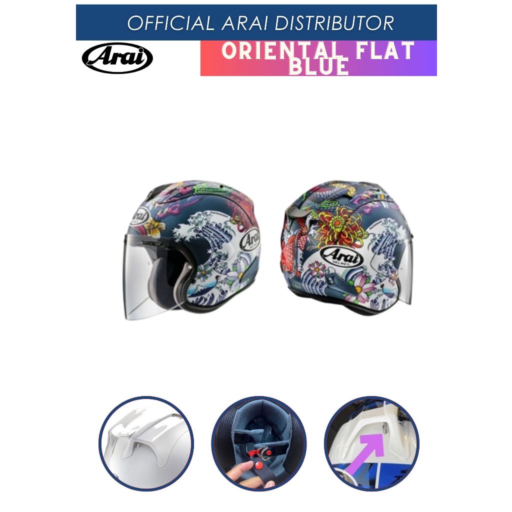 [OPEN FACE] HELMET ARAI VZ RAM ORIENTAL FLAT BLUE | Shopee Malaysia