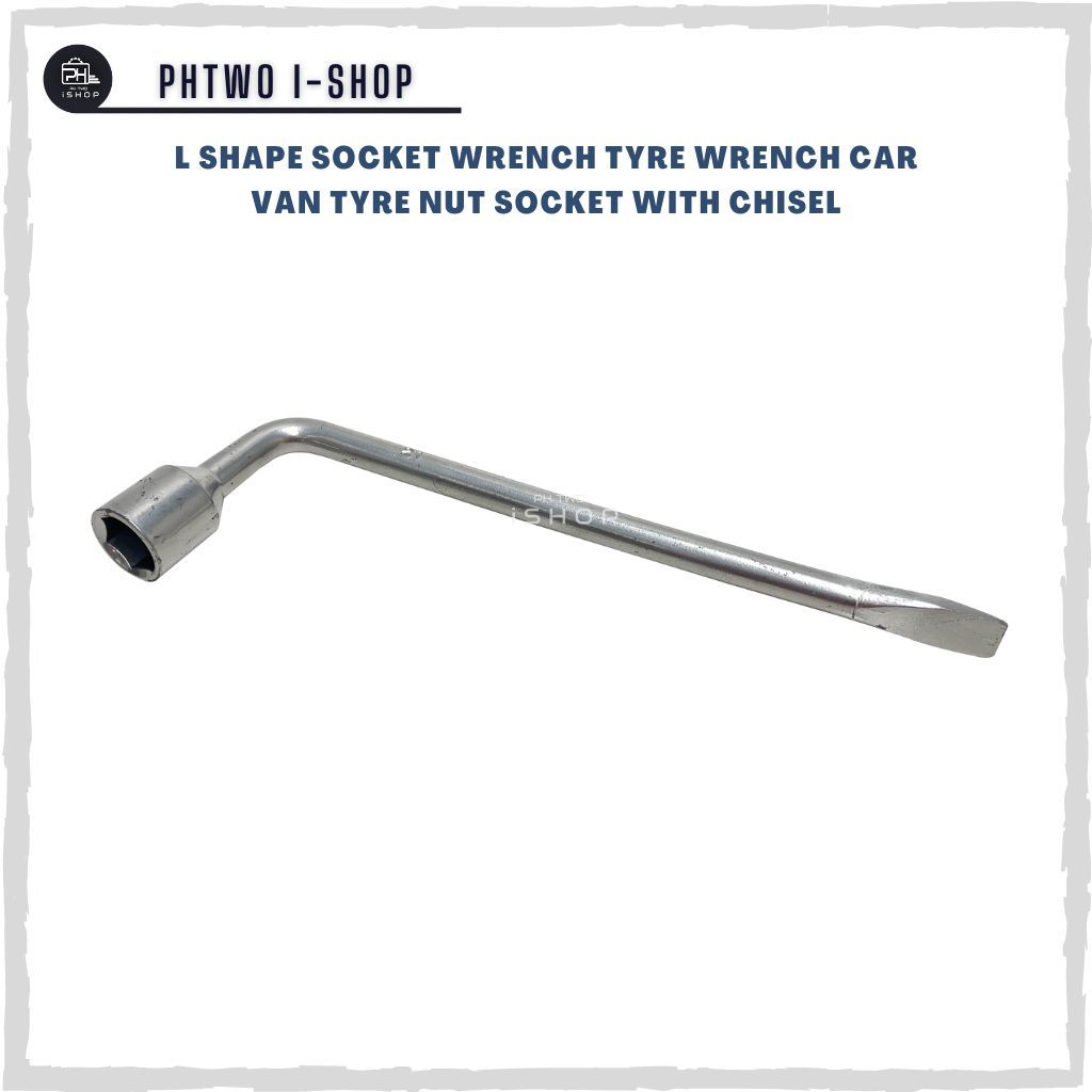 L SHAPE SOCKET WRENCH TYRE WRENCH CAR VAN TYRE NUT SOCKET WITH CHISEL ...