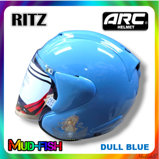 TOPI KELEDAR ARC RITZ HELMET (BIRU KUSAM -DULL BLUE) | Shopee Malaysia