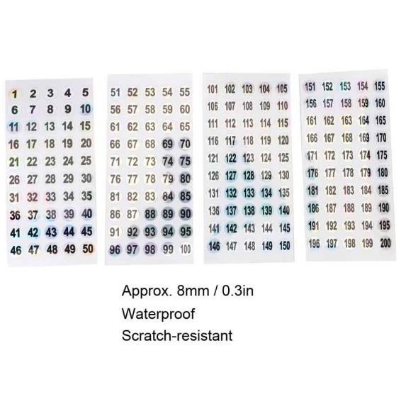 Number Label No 1 to 50 150 till 250 Serial Nombor Silver Reflective ...