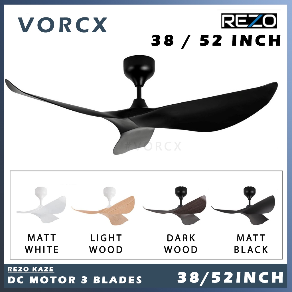 REZO KAZE 38 / 52 INCH 3 BLADE CEILING FAN DC MOTOR 5 YEARS WARRANTY ...