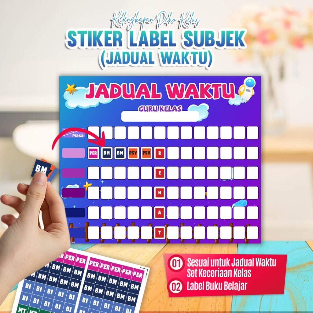 🌼140 pcs🌼 STICKER SUBJEK JADUAL WAKTU / PELAJAR / STICKER MATA ...