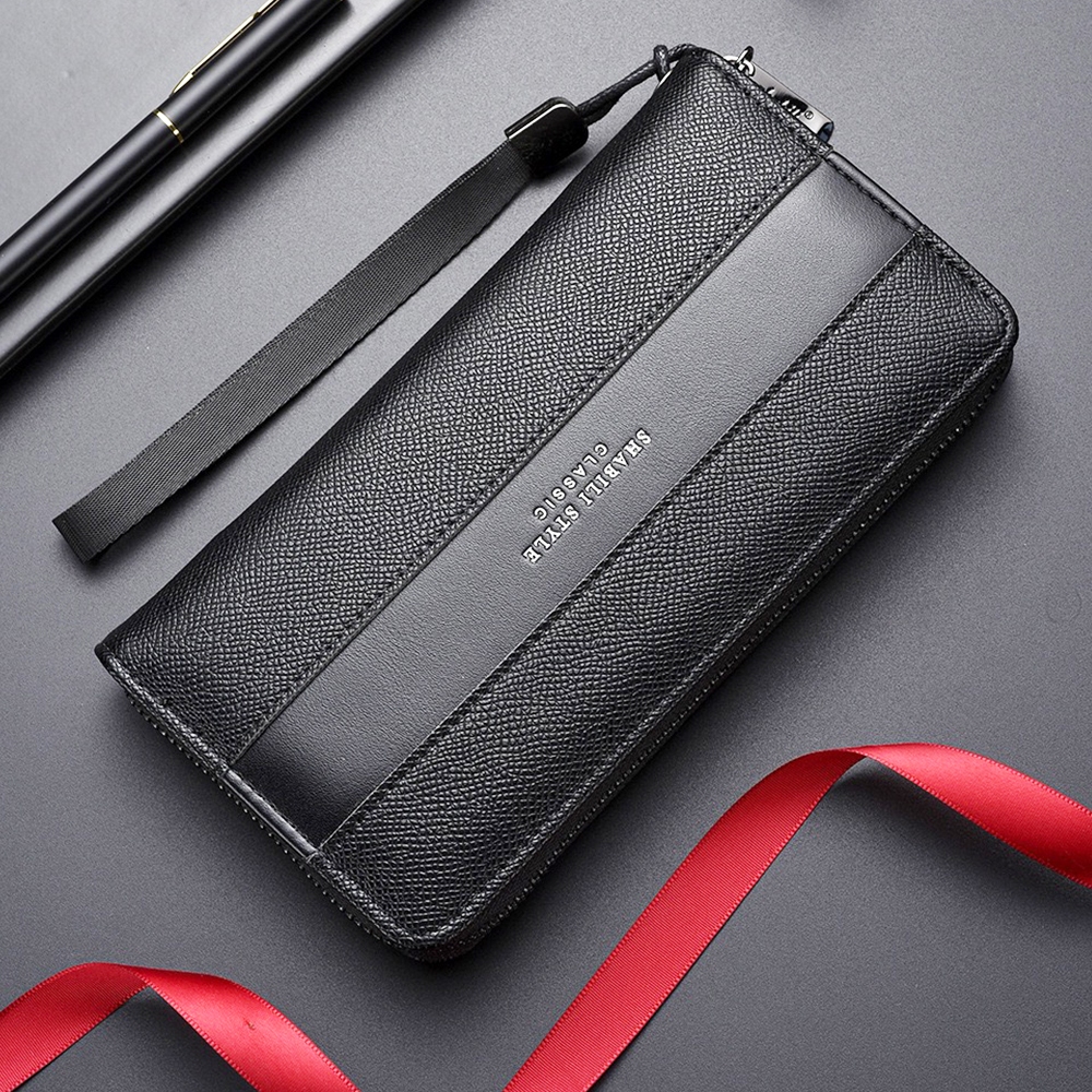 DOMPET LELAKI PANJANG MEN WALLET LONG MEN ZIP WALLET PU LEATHER BEG ...