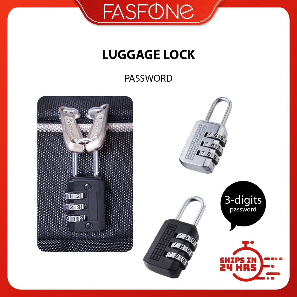 Travel Padlock Zinc Alloy Password Lock Luggage Bag Kunci Locker 4 ...