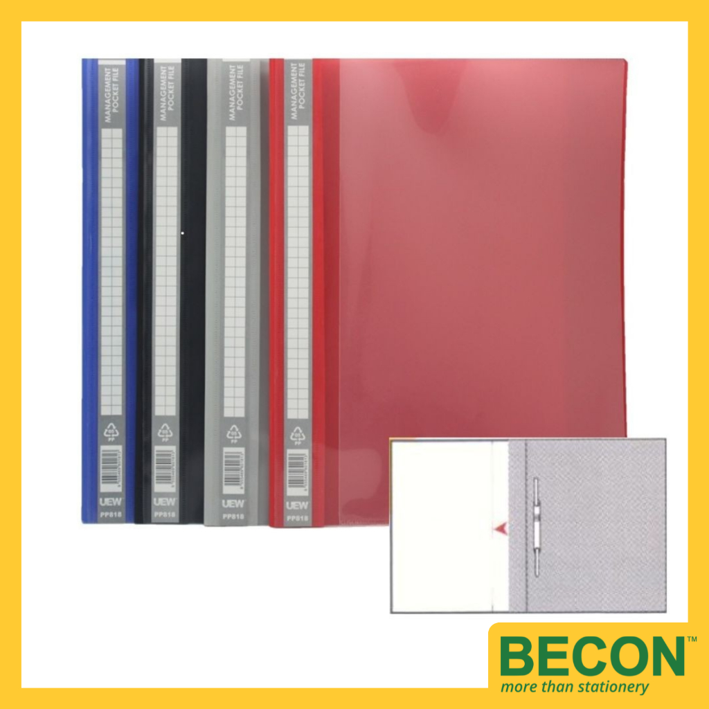 UEW PP818 A4 Management Pocket File (Insert) Black | Blue | Red ...