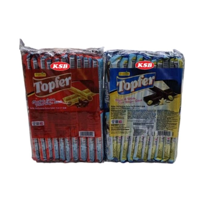 【7g x40pcs】Topfer Chocolate Cream Filled Wafer Stick/Black & White Duo ...