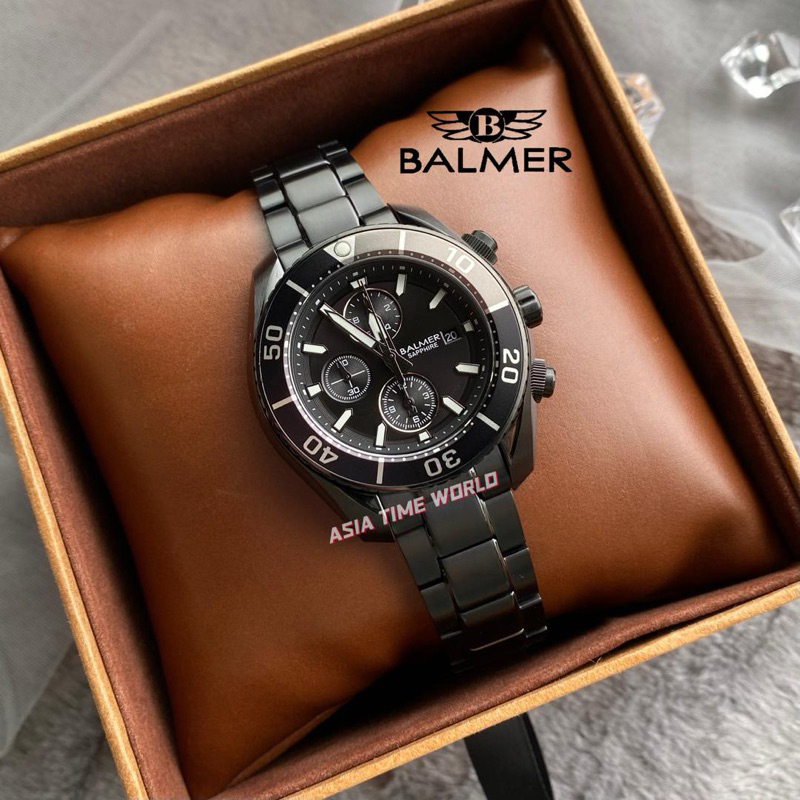 [Original] Balmer A8820G BK-4 Chronograph Sapphire Men's Watch with Black Dial and 50m Water ...