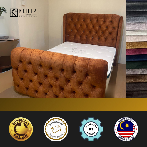 Katil Queen King Baldu 2 Panel Chesterfield Katil Dewasa(HANDMADE ...