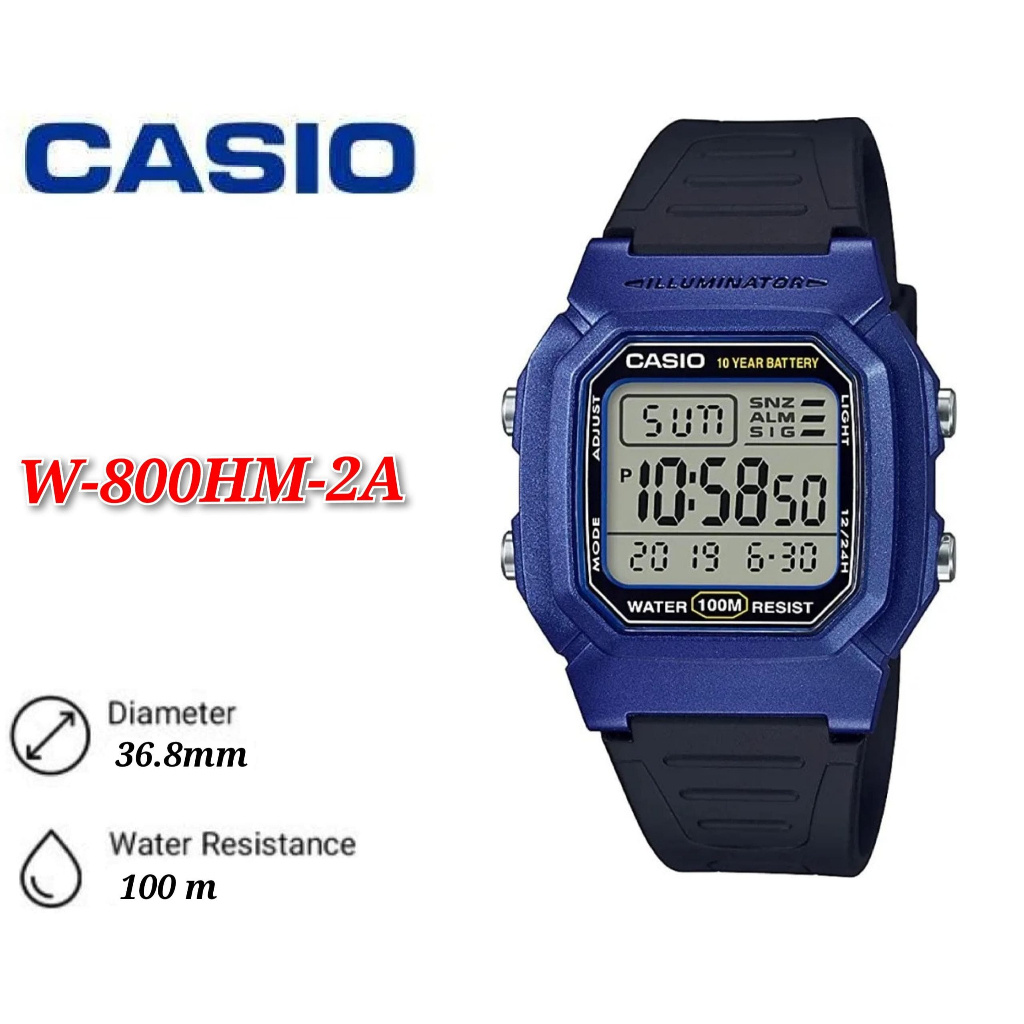 Casio W800HM Men’s Digital Watch 100 Meter Water Resistance Multi ...