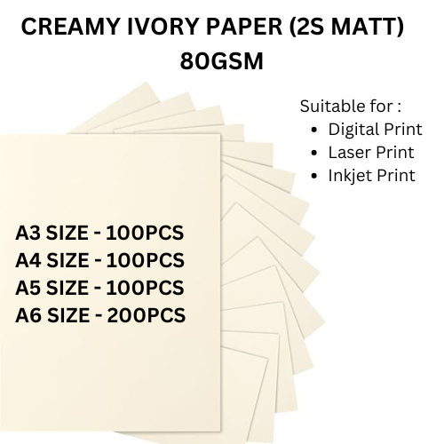 【READY STOCK】 100sheets A4 / A3 / A5 / A6 | 80G CREAMY IVORY PAPER ...