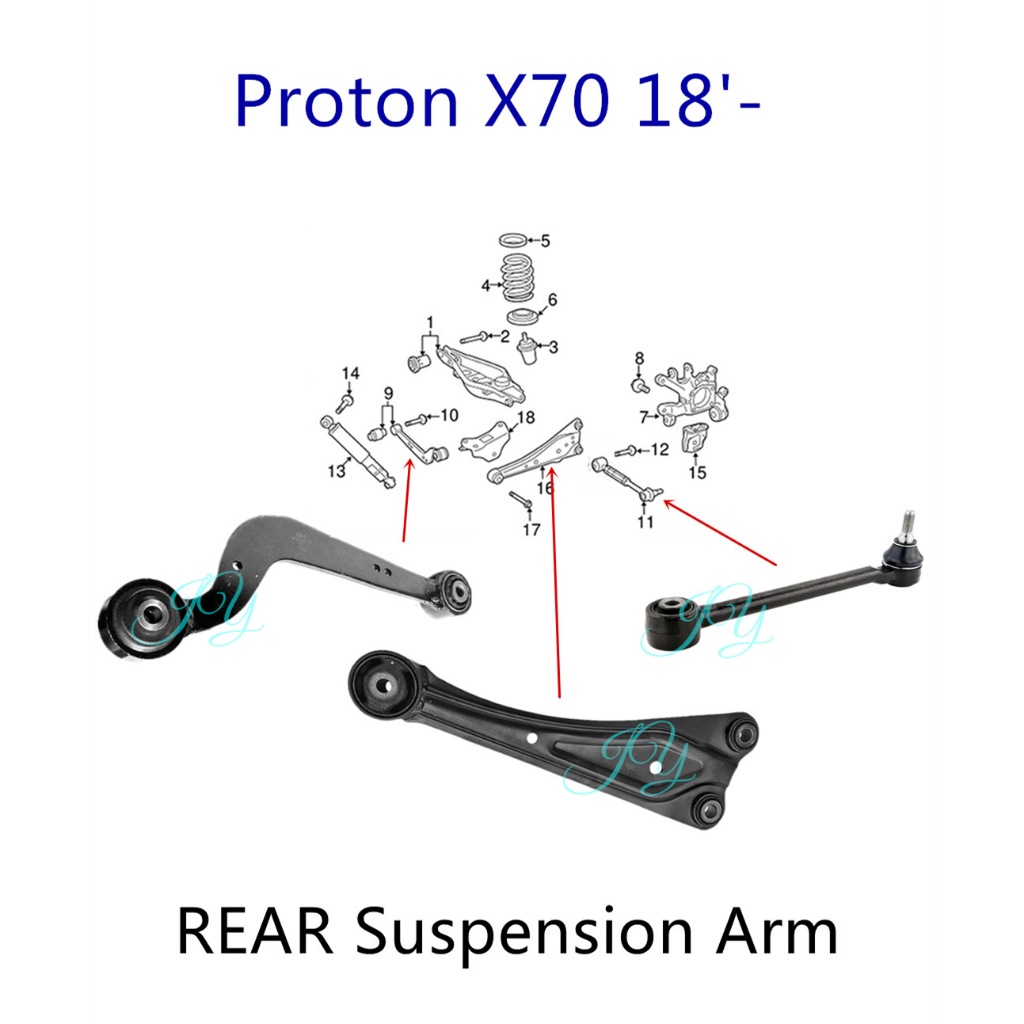 Proton X70 18'- REAR Suspension Trailing Arm LEFT RIGHT Assy UPPER ...