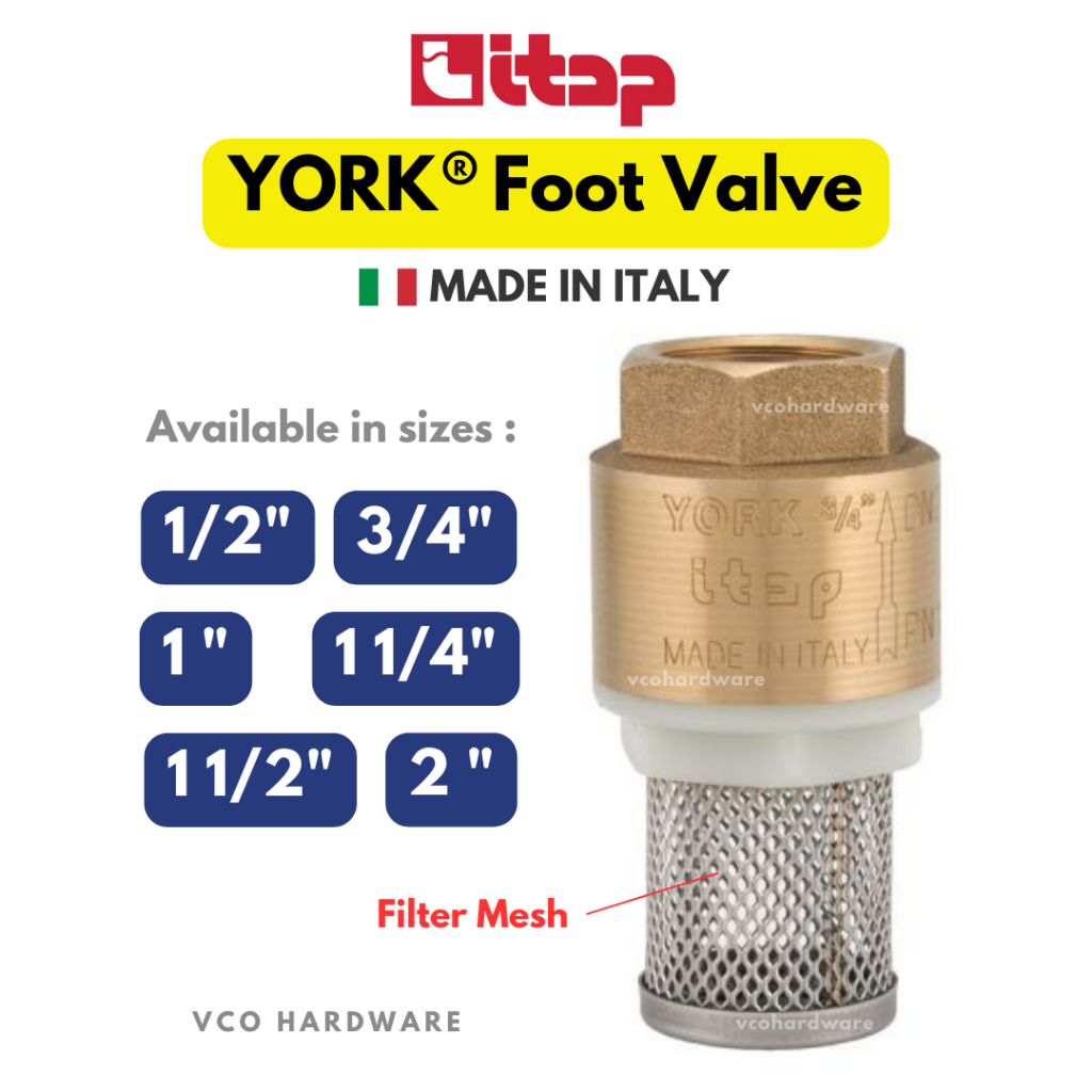 Itap YORK Brass Heavy Duty Foot Valve/Non Return Valve/One Way Valve/1/ ...