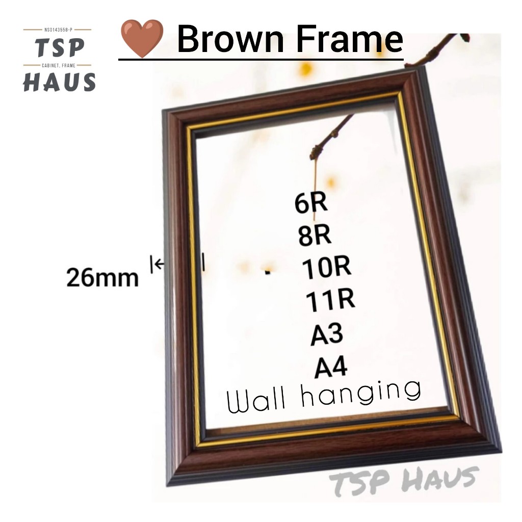 6R/8R/10R/11R/12R/A3/A4 Brown PS Photo Frame Wall Hanging Bingkai ...