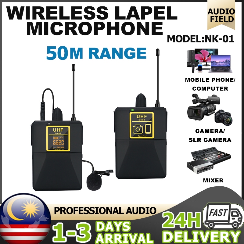 UHF Wireless Lavalier Microphone for DSLR Camera Phone Interview Live ...