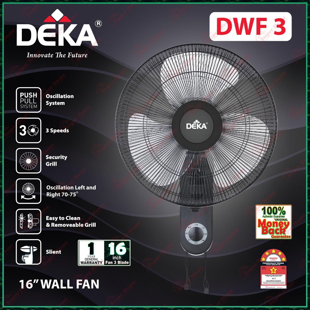 Deka Wall fan 16 inches Wall Fan (Pull String - DWF3 / DWF 208R ...