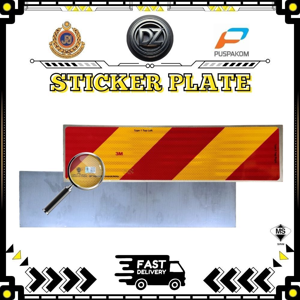 DZ Reflective Sticker Sirim with Stainless Steel Plate JPJ Pass Red ...