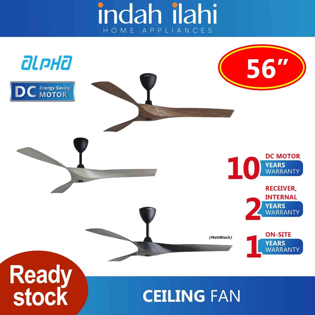 Alpha Alkova AXIS Ceiling Fan 56" AXIS-3B/56 (Grey Wood/MB) (Oak/MB ...