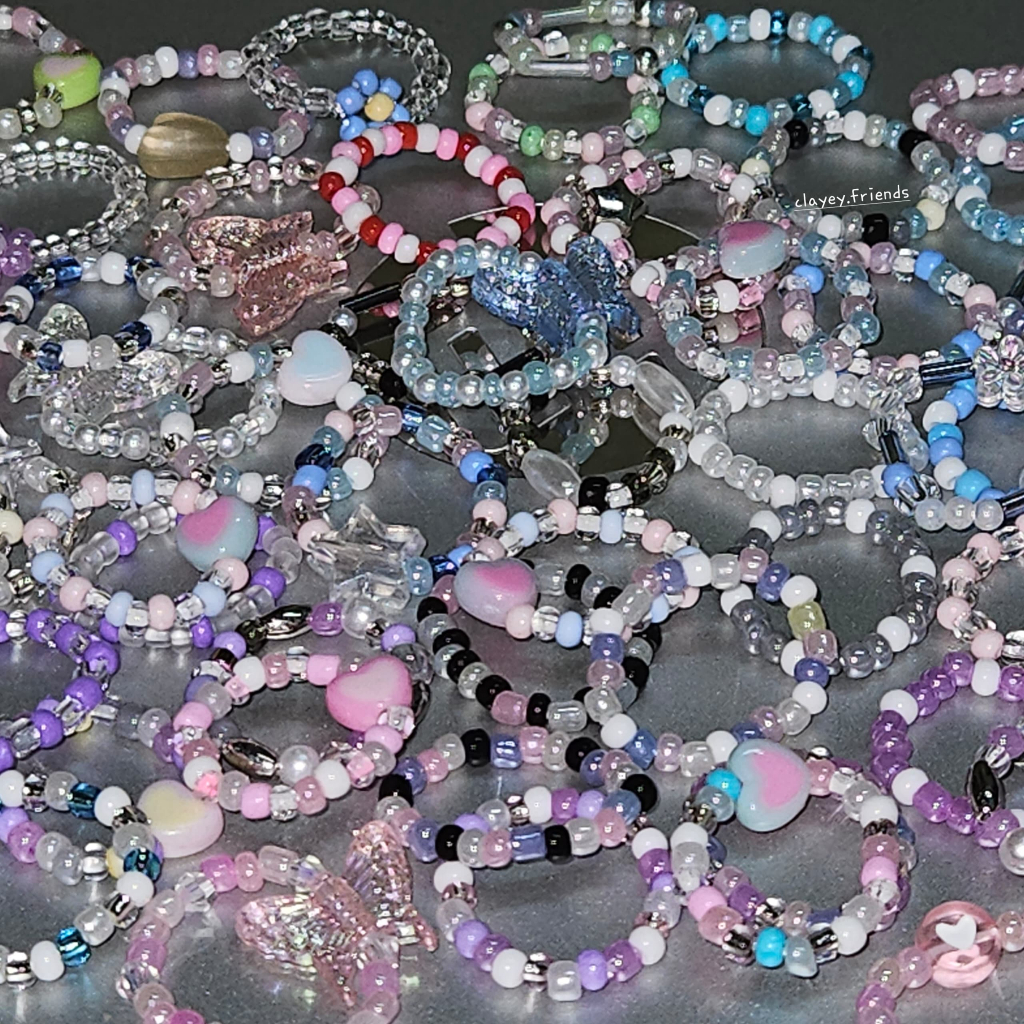 Y2K Series 1 Pastel Colorful HANDMADE High Quality Beaded Elastic Rings ...