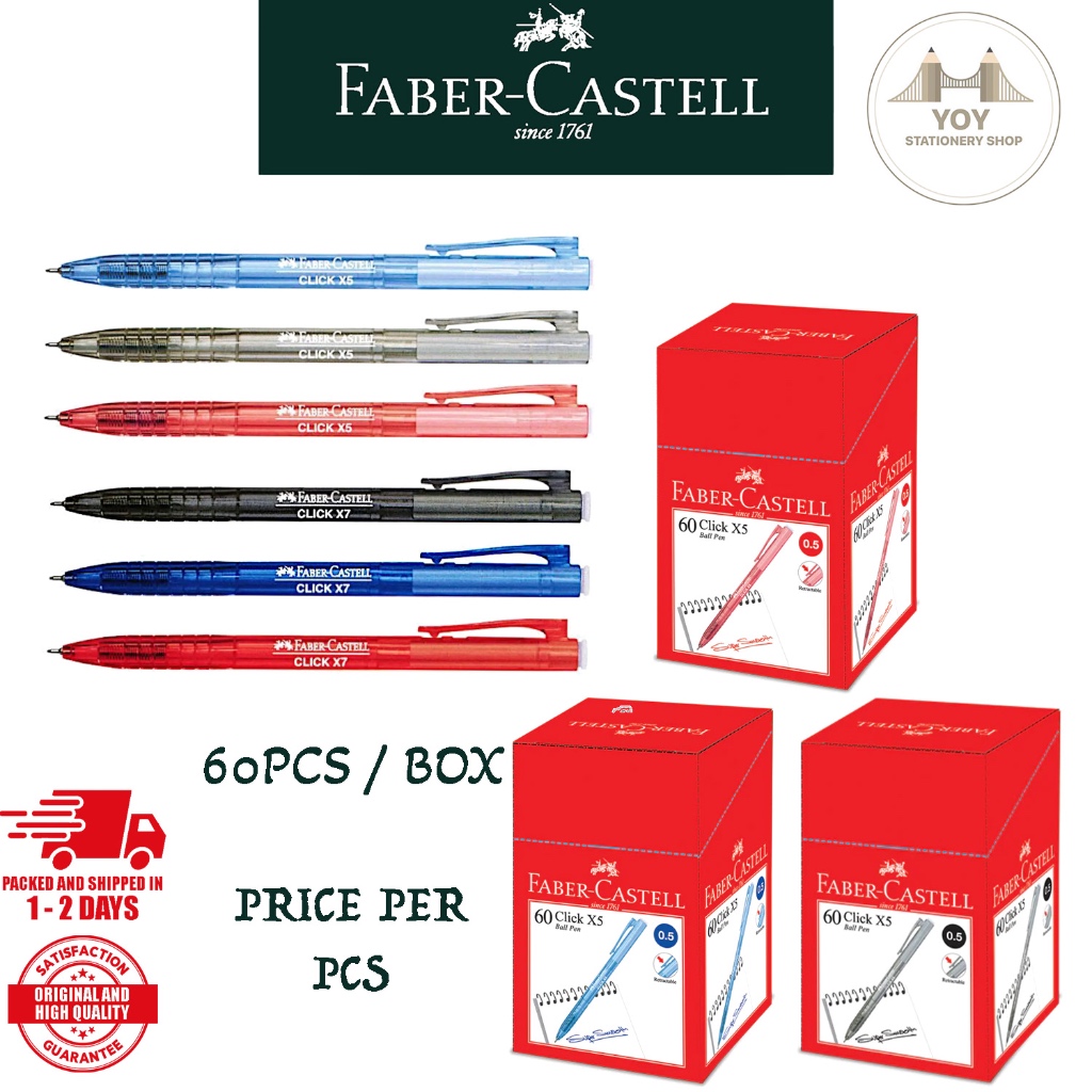 FABER CASTELL CLICK X5 BALL PEN (0.5MM) / CLICK X7 BALL PEN (0.7MM) PER PCS | Shopee Malaysia