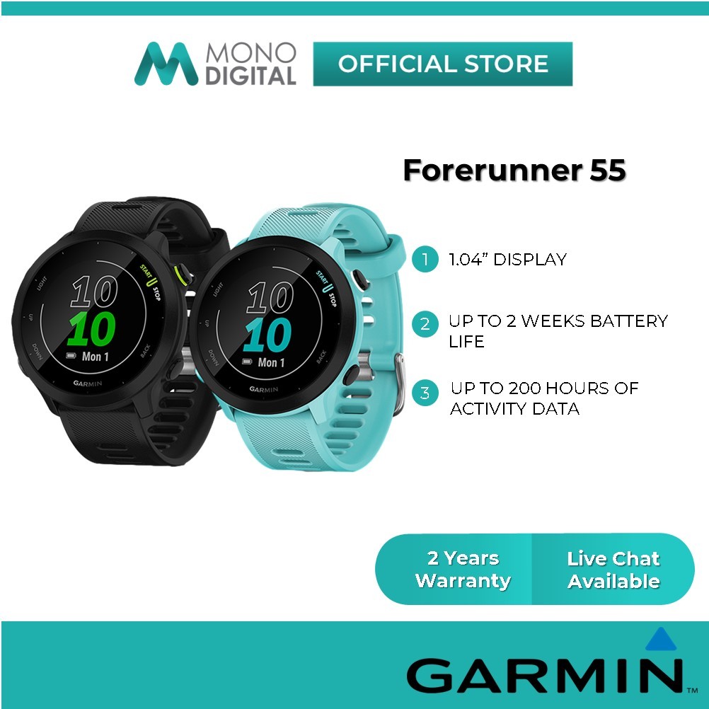 Garmin Forerunner 55 GPS Running Smartwatch with Coach Free Training ...