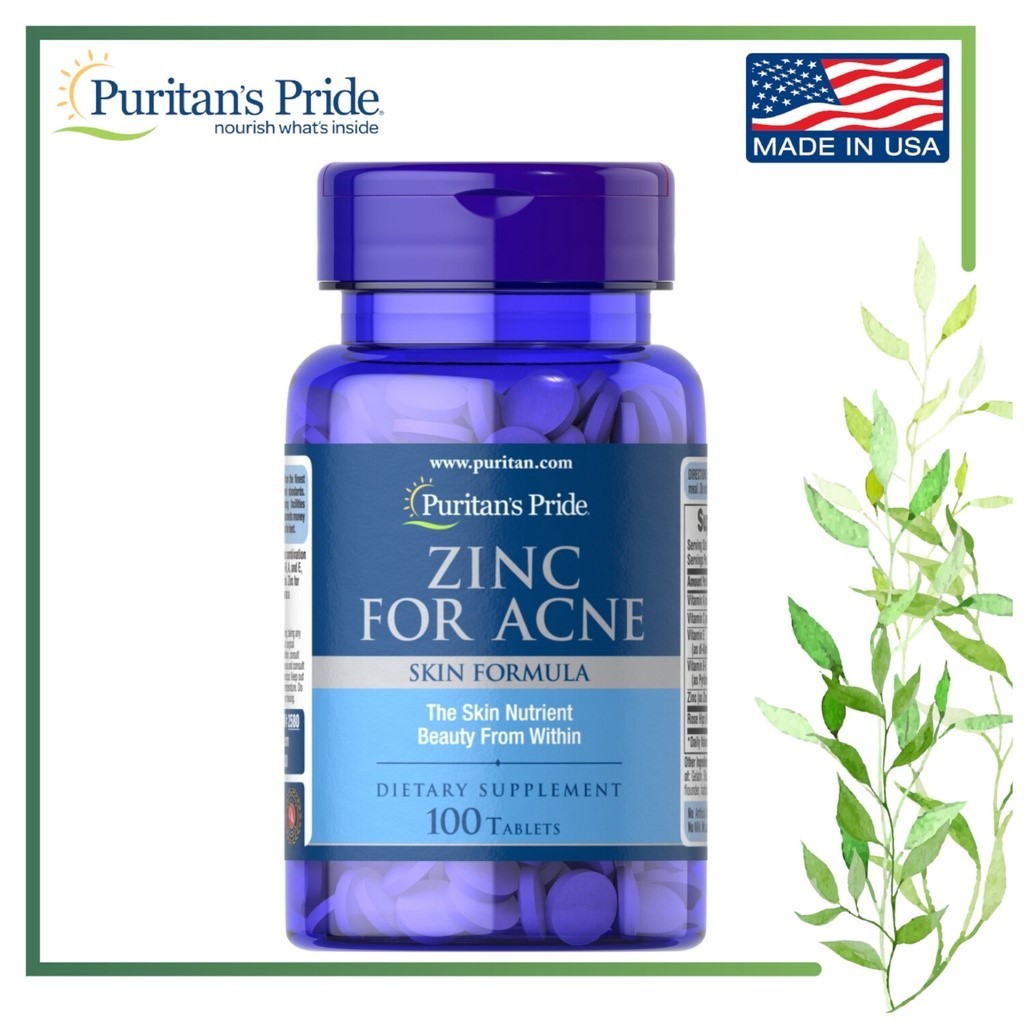 Puritan's Pride Zinc for Acne, 100 Tablets (For clearer skin), EXP:07/ ...