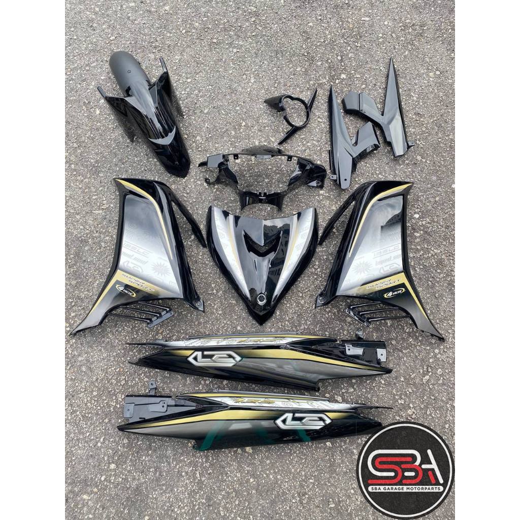 YAMAHA LC LC135 V2 V3 V4 V5 V6 V7 HITAM PURBA KILAT MATELIC BLACK FULL COVERSET SIAP TAMPAL M ...