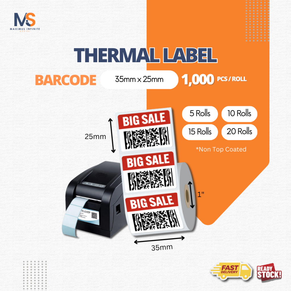[1000pcs] Barcode Label Sticker Thermal Sticker Thermal Paper Price Tag ...